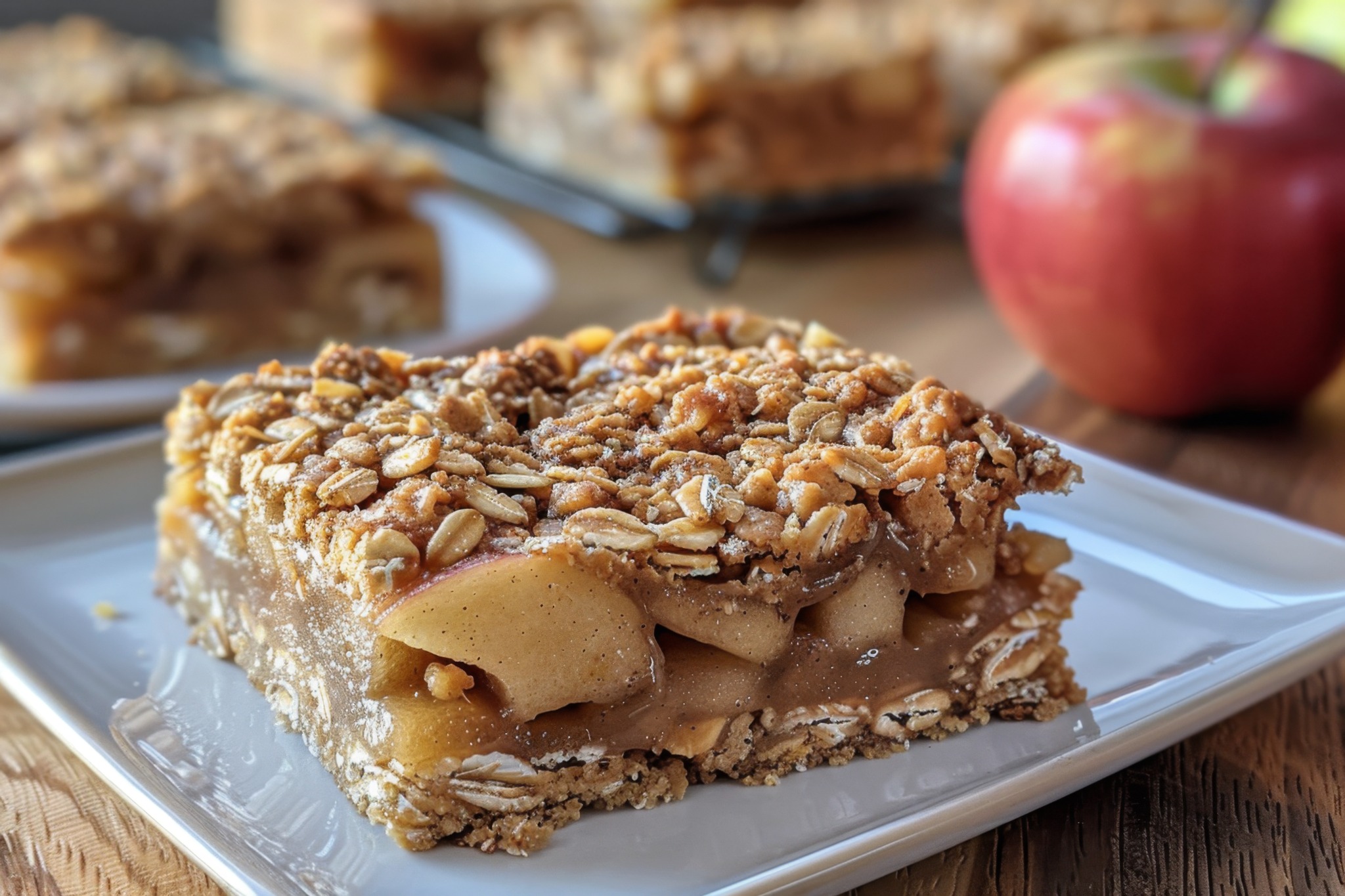 Spiced Apple Crumble Bars with Oat Topping - Vegan Eating